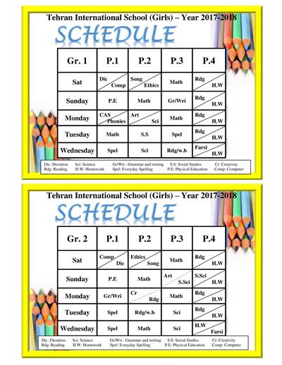 Elementary Weekly Schedule
